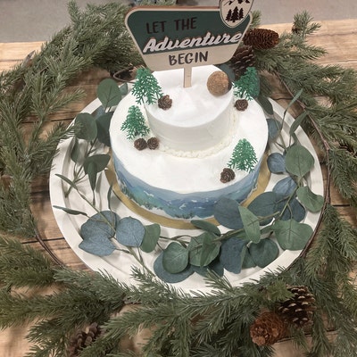 Snowy Mountain Landscape Edible Cake Wrap or Winter Cabin Cake Topper ...