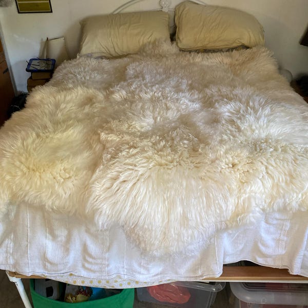 Real Fur Sheepskin Throw | Super Large | Sheepskin Rug | Boho Blanket ...