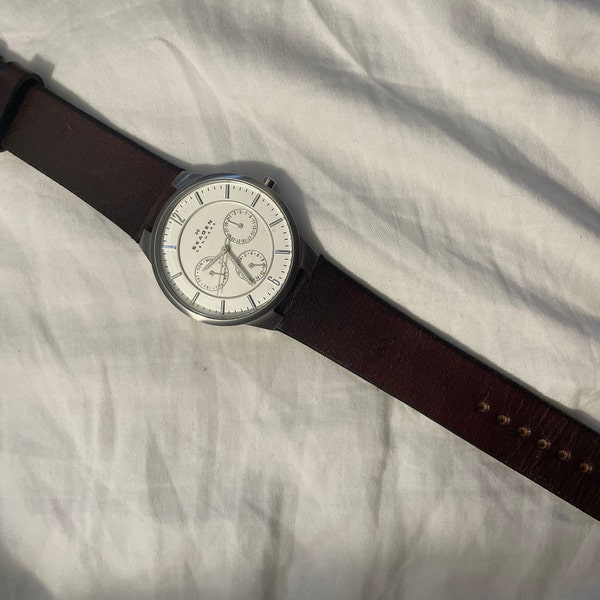 Handmade Veg-tan Leather Watch Band / Strap for Skagen 433 Series ...