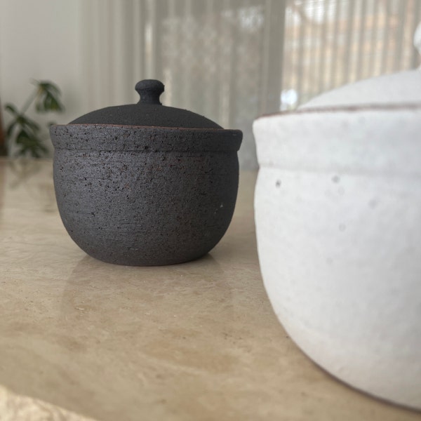 Japanese Shigaraki Ceramic Lidded Salt Pot - Charcoal (large) - Etsy