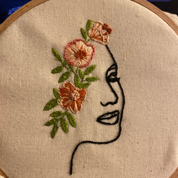 Line Art Embroidery Kit. Line Portrait Embroidery. Modern Embroidery ...