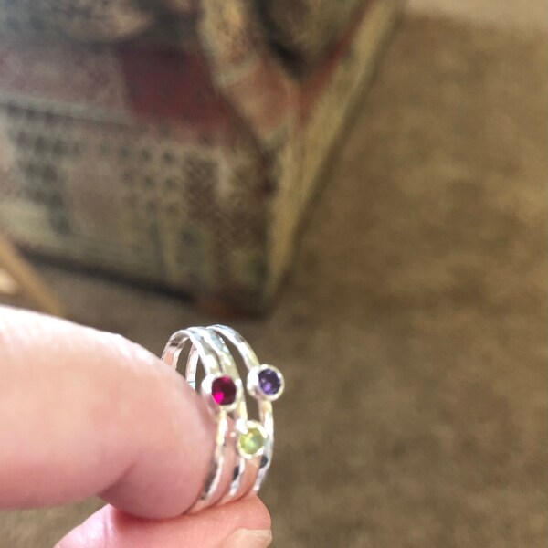 Stackable Birthstone Rings, Stackable Gemstone Rings, Birthstone Rings ...