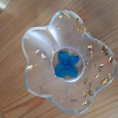 Floral Resin Trinket Dish Flower Heart Square - Etsy