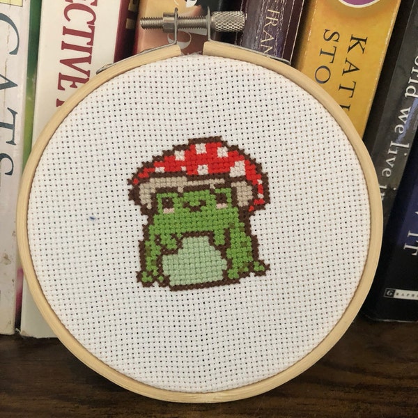 Mushroom Frog Cross Stitch Pattern PDF - Kawaii Funny Easy Tiny Frog ...