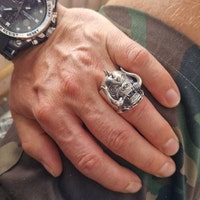 Motorhead Ring, Sterling Silver Warpig Ring, Skull Ring, Biker Ring ...