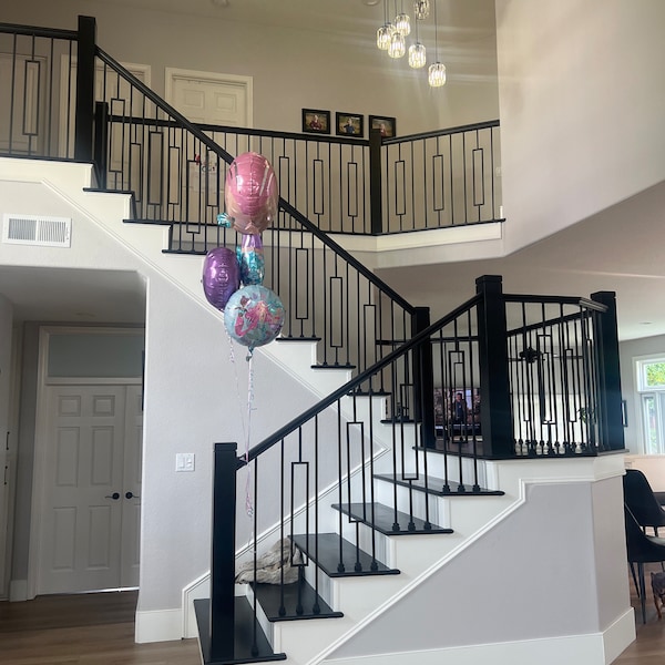 Satin Black Stair Iron Baluster: Modern Metal Spindle 1/2''x1/2''x44 ...