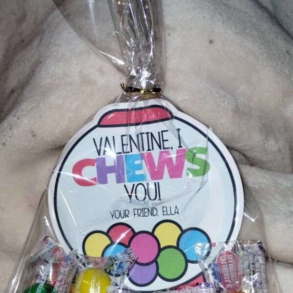 Gumball Machine Kids Valentines Cards, I Chews You Valentine's Day Card ...