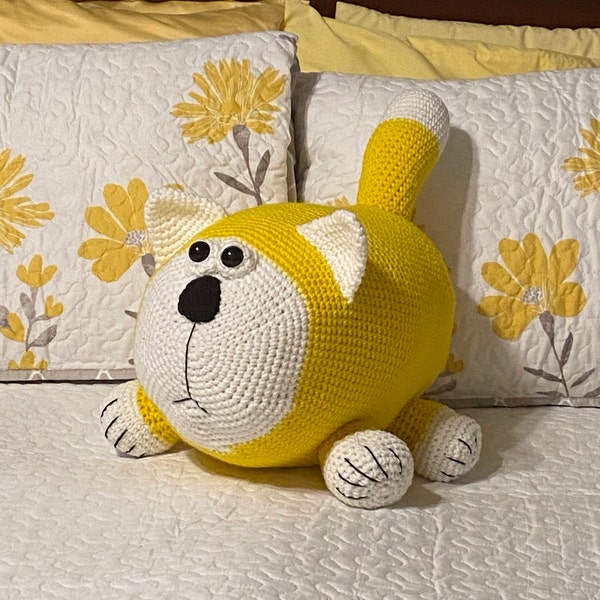 Handmade Crochet Fat Cat Plush Toy - Adorable Amigurumi Kawaii Chubby ...