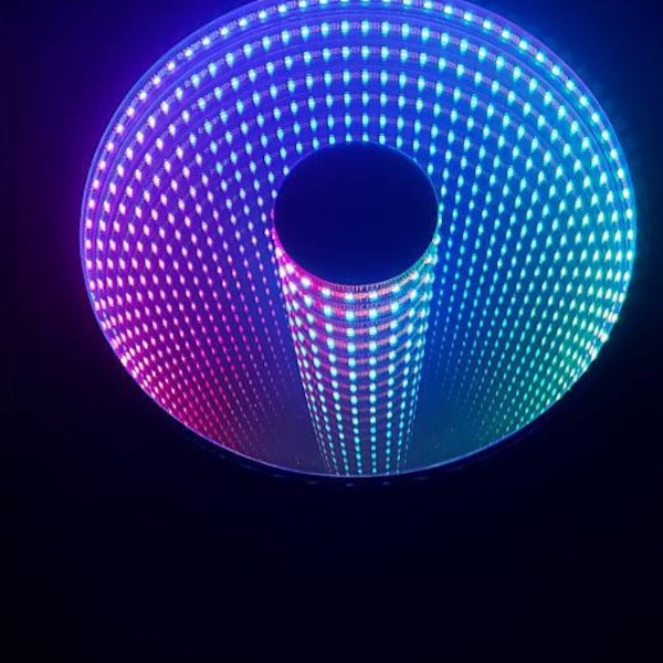 İnfinity Mirror Coffee Table, Led Light Table, Wooden Coffee Table, 3D ...