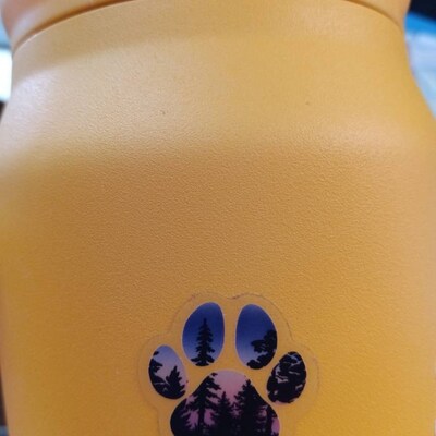 Mini 1 Sunset Paw Print Vinyl Sticker Clear Sticker Animal Lover Dog ...