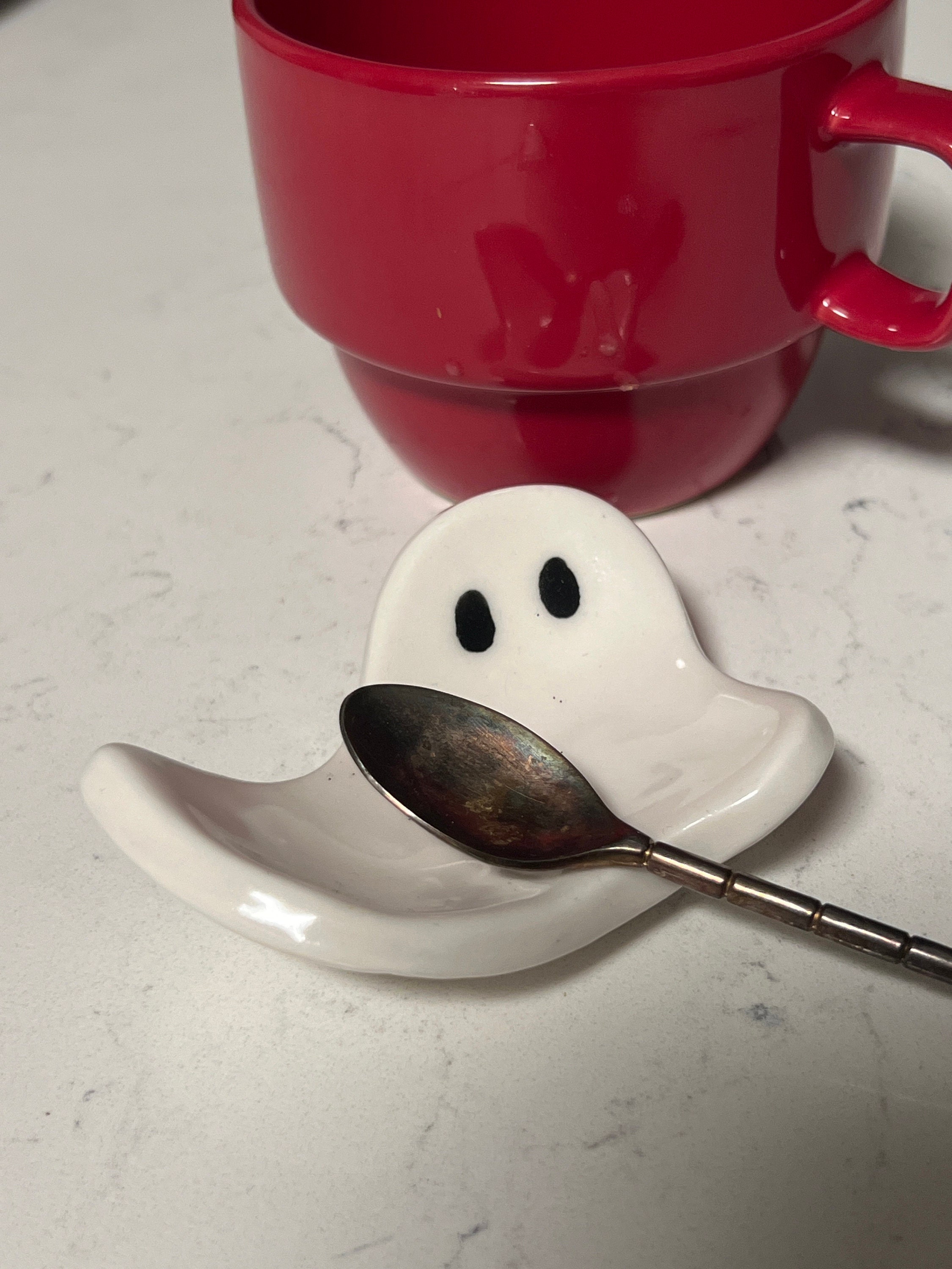 Ghost Spoon Rest Halloween Teaspoon Rest Gothic Coffee Bar Decor Ghost ...