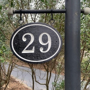 Oval Hanging House Number Sign, Signpost Sign, Wood Grain Address Sign ...