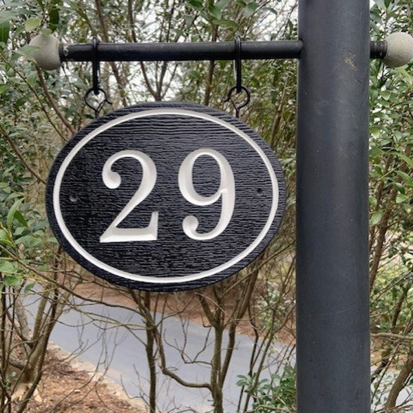 Oval Hanging House Number Sign, Signpost Sign, Wood Grain Address Sign ...