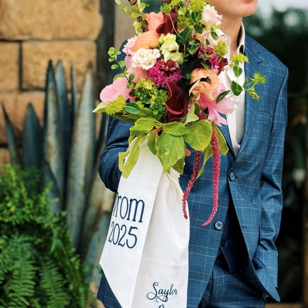 PROM Bouquet Sash With Name, Custom Prom Ribbon, Prom Bouquet Sash ...