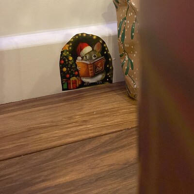 Cute Hungry Mouse Will Work for Cheese Sign in Mouse Hole Wall Decal ...