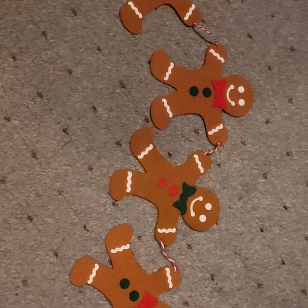 Gingerbread Man Christmas Bunting | Handmade Festive Banner | Felt With ...