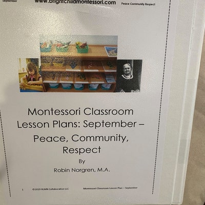 Montessori DAILY CURRICULUM September Monthly Lesson Plan 4 Weeks of ...