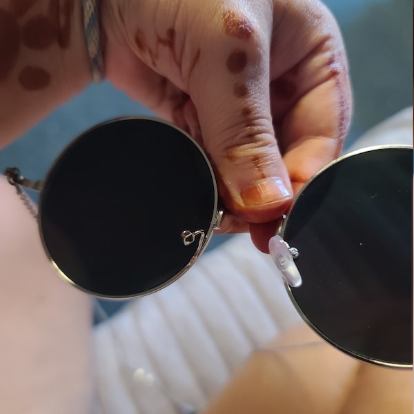 Crystal Chain Armless Sunglasses Heart Sunglasses Circle Aviator Quartz ...