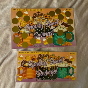 Laminated A5 Spooky Sweet Savings Challenge Scratcher + A6 Dashboard ...