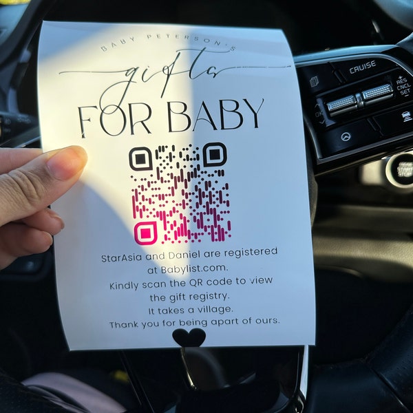 Baby Shower Gift Registry Card With QR Code, Printable Gift Registry QR ...