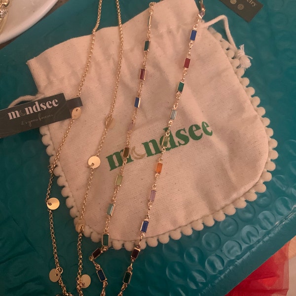 Multicolor Chain Necklace | 18k Gold Filled Necklace | Crystal Necklace ...