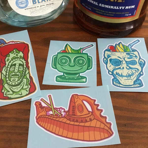 Trader Sams Grog Grotto Tiki Cocktail Sticker: Retro Hawaiian Decal - Etsy