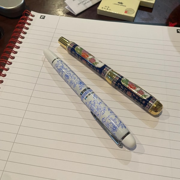 Ceramic Floral Asian Fountain Pen | Chinese Calligraphy M Nib Peonies ...