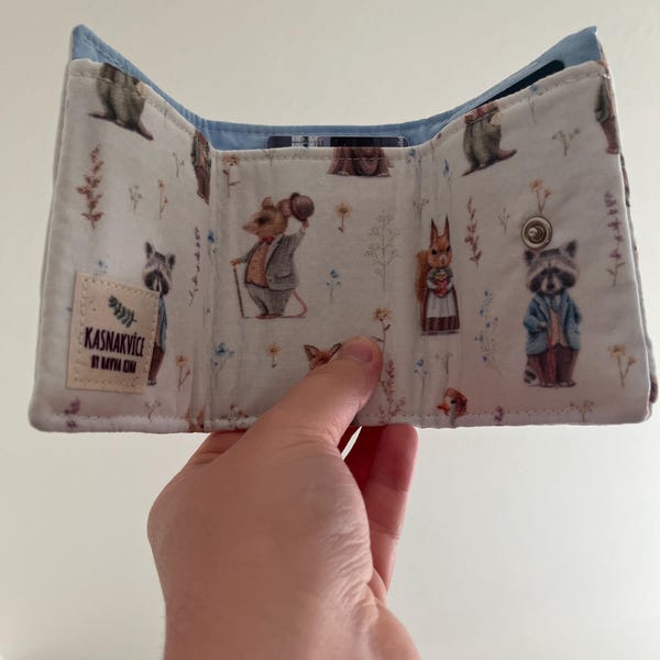 Handmade Card Holder With Keychain 4 Card Slots, Snap Closure, Colorful ...