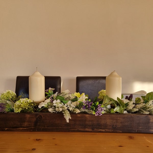 Centerpiece Tray Rustic Wooden Runner Tray Dining Table Centerpiece ...