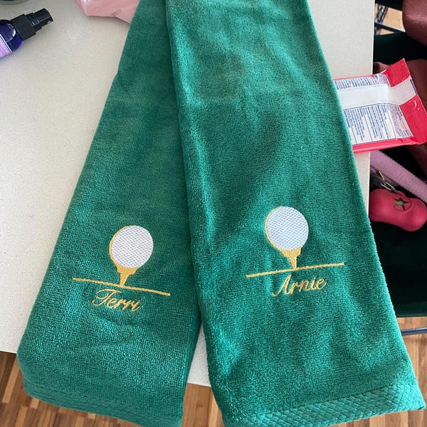 Personalized Golf Towel: Embroidered Terry Cloth, Tri-folded - Etsy