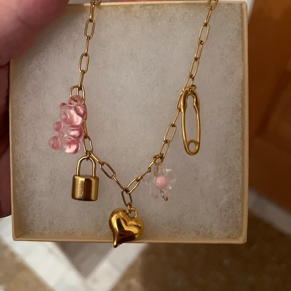 Make Your Own Custom Charm Necklace, Gold Chain Charm Necklace, Vintage ...
