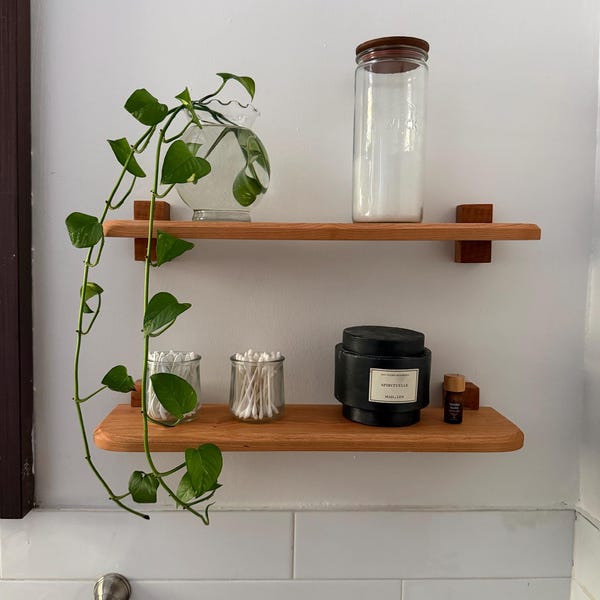 Handmade Floating Shelf / Rounded Edge Wooden Shelf / Hardwood Home ...