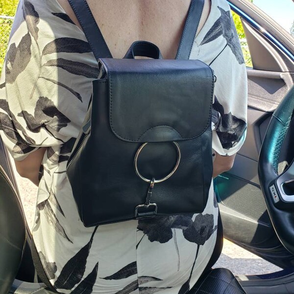 Black Backpack Woman Backpack Small Backpack Leather Backpack Handmade ...