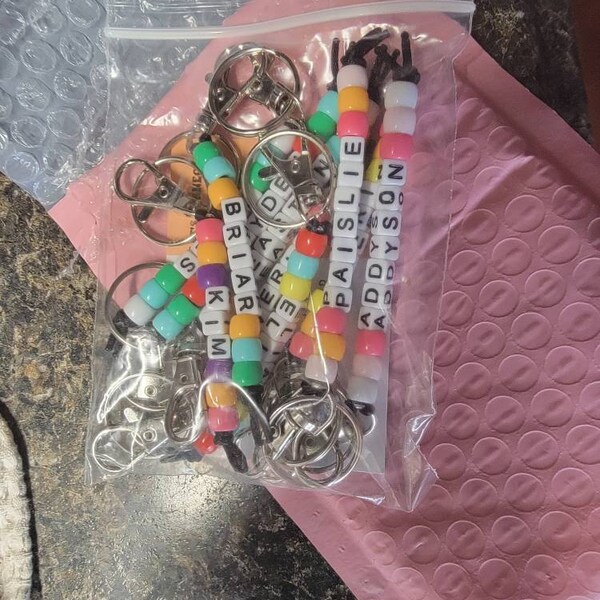 Personalized Name Keychains, Personalized Beaded Keychains, End of Year ...