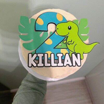 Dinosaur Cake Topper Personalised Name and Age Dinosaur Birthday Number ...