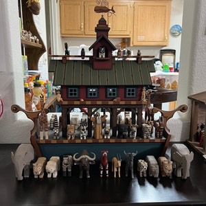 Hand Carved Wood Noah's Ark, Wooden Ark, Wood Noah's Ark, Heirloom Noah ...