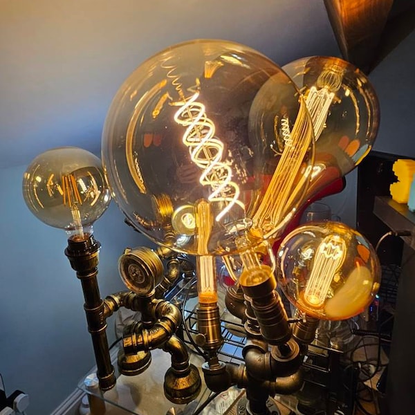 Steam Punk Wall Art Lighting Steampunk Farmhouse Decor Pipe Work Wall ...