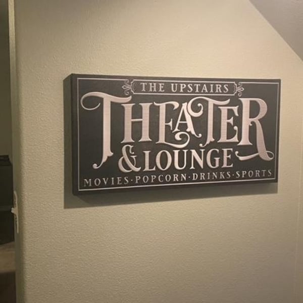 Personalized Theater & Lounge Large Rustic Wall Art Movie TV Room Sign ...