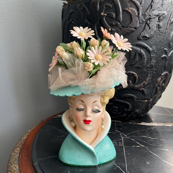 Vintage Lefton Southern Belle Planter Face Vase Set - Etsy