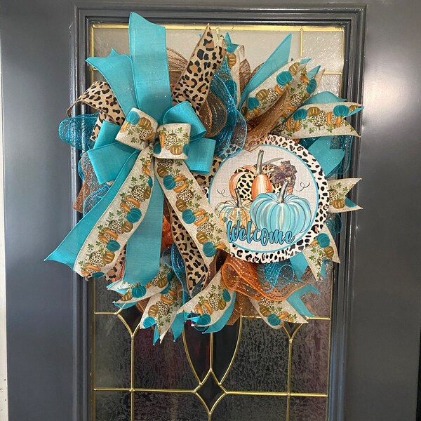 Leopard Welcome Pumpkins Wreath Sign - Etsy