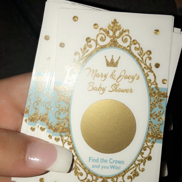 Prince Royal Crown Baby Shower Scratch off Game Cards: Blue & Gold - Etsy