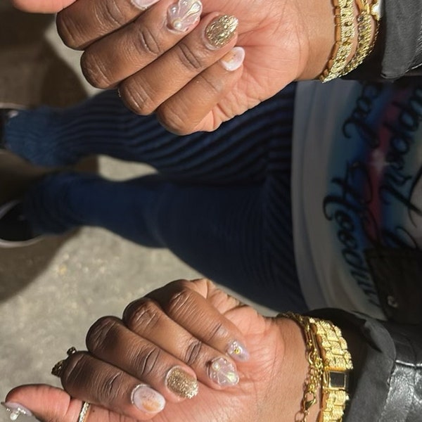 Luxury Press-on Nails, High-end Swarovski Crystal Long Nails, Roseup ...