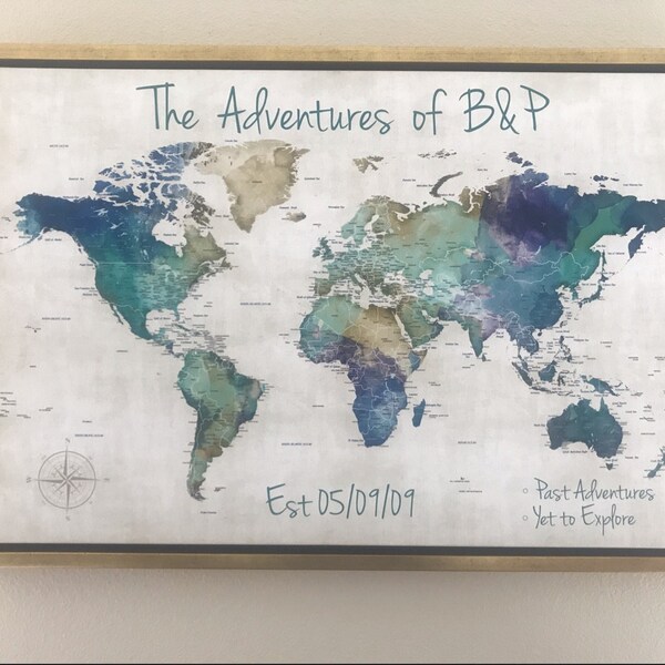 World Map for Wedding Couple Gift, Romantic Travel Map, Anniversary ...