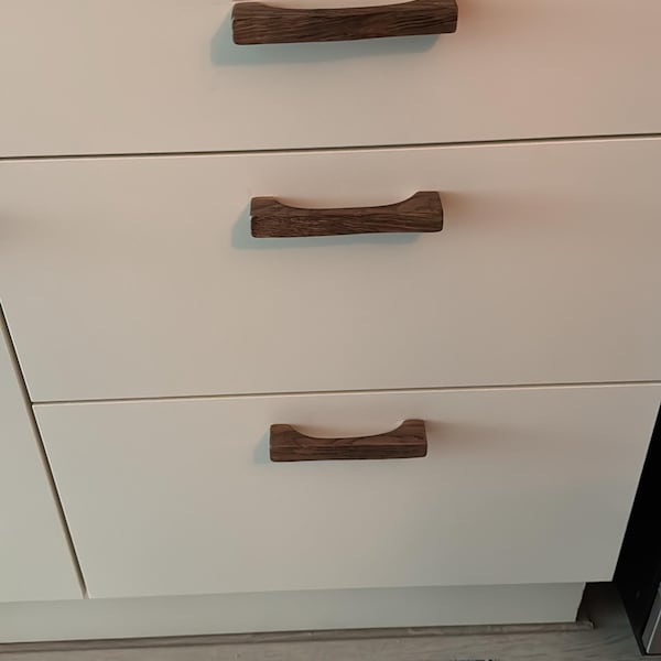 Unique Wooden Handles, Cabinet and Drawer Pulls, Textured Wood, Oak ...