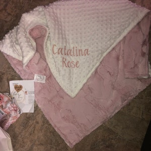 Personalized Baby Blanket Rosewater Pink Hide Minky and You | Etsy