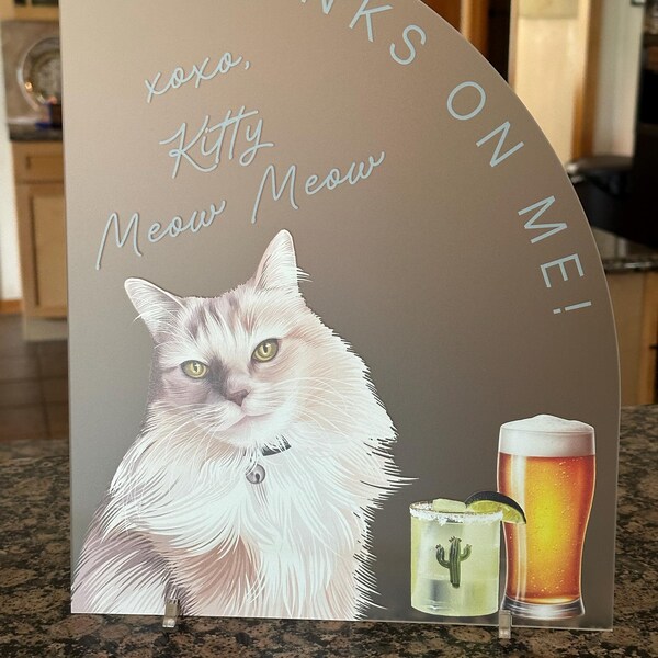 Custom Pet Portrait Signature Drink Sign, Cartoon Portrait Wedding Bar ...