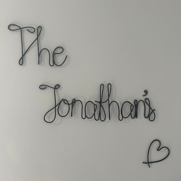Wire Family Name Sign, Family Name Wall Artwire Typography, Wire Art ...