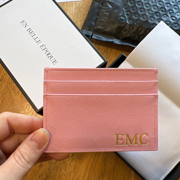 Personalized Monogram Credit Card Holder - Esme Saffiano Leather ...