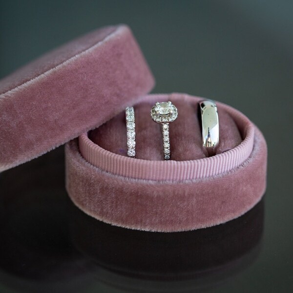 Three Ring Box, Oval Ring Box, Velvet Ring Box, Wedding Ring Box ...