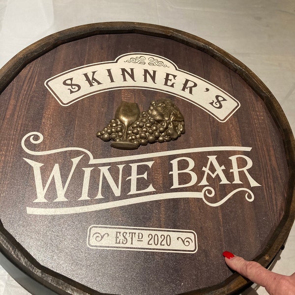 Wine Bar Barrel End Personalized Sign - Etsy